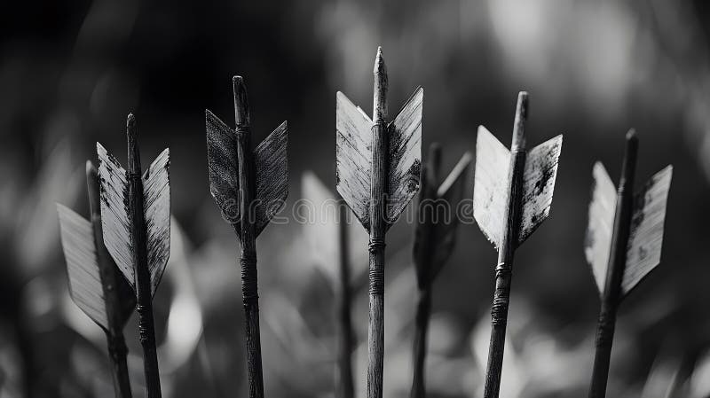 Close-up of Multiple Wooden Arrows with Blurred Background Stock ...