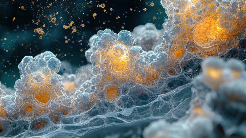 Close Up of Multiple Yellow Cells in a Biological Sample Under ...