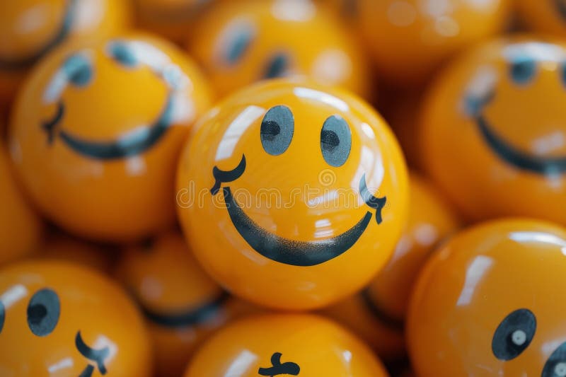 Close-up of Multiple Yellow Smiley Faces Creating a Cheerful and ...