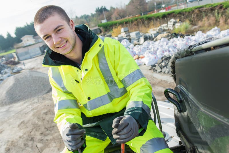 Close Up Municipal Dustman Worker Stock Photo - Image of garbage ...