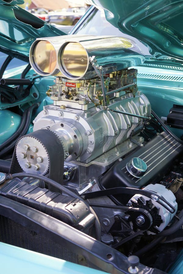 Close-up of Muscle Car Engine Compartment Editorial Photo - Image of ...