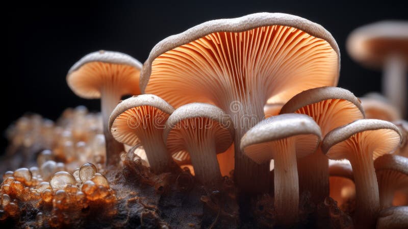 Close Up of Mushroom Cap and Gills Stock Illustration - Illustration of ...