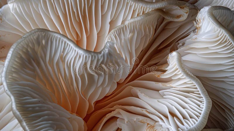 Close-up of Mushroom Underside, Hyper-Realistic Texture, Emphasizing ...