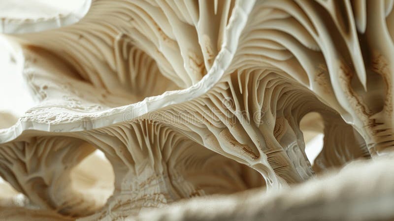 Close-up of Mushroom Underside, Hyper-Realistic Texture, Emphasizing ...