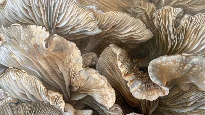 Close-up of Mushroom Underside, Hyper-Realistic Texture, Emphasizing ...