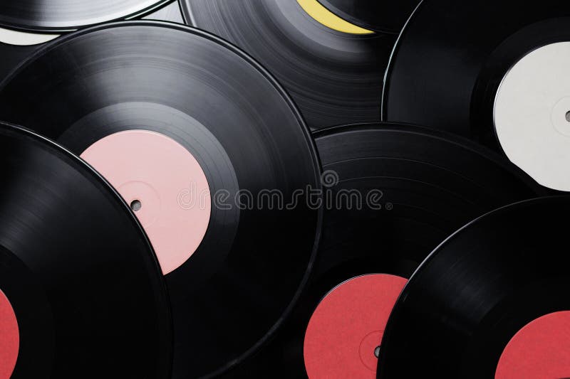 Close Up of Music Background Retro Black Vinyl Discs Stock Image ...