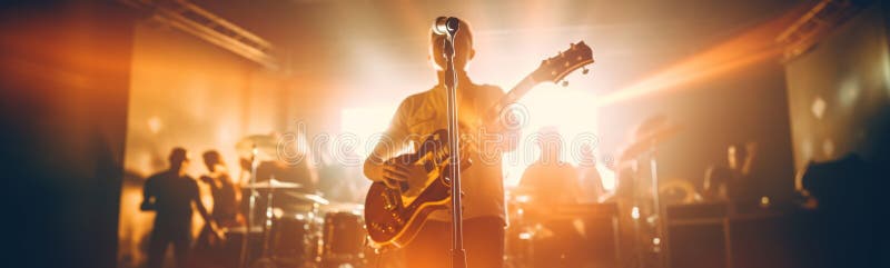 Close-up of Music Band Group Perform on a Concert Stage. Banner. Stock ...