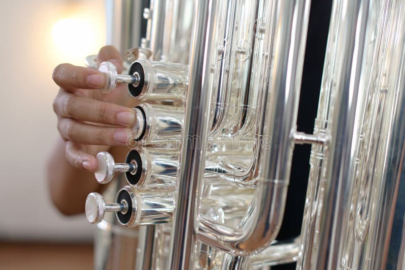 Close-up of Musical Instrument Buttons BRASS INSTRUMENT Stock Image ...
