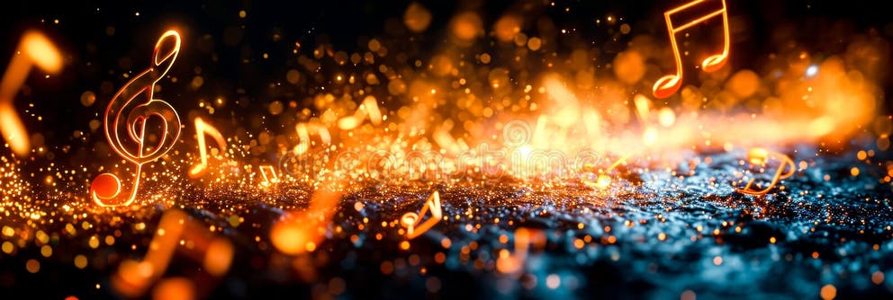 A Close Up of a Musical Note and Music Notes on Fire, Stock Photo ...