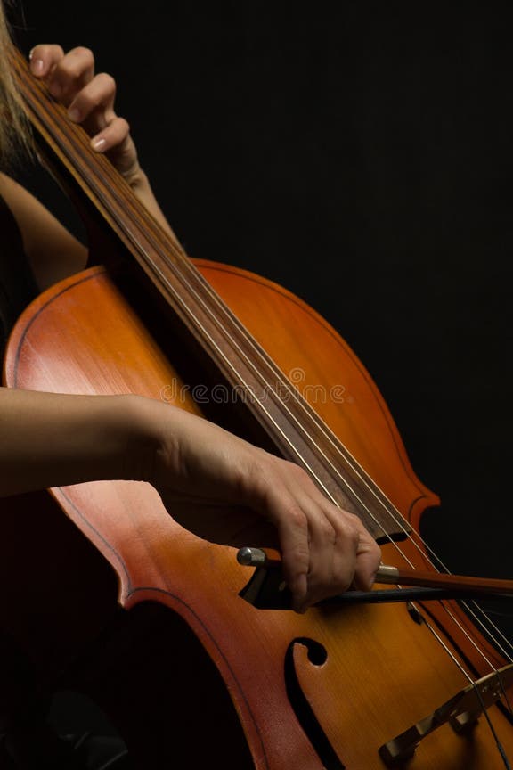 Close Up Musician Hands with Cello Stock Image - Image of person ...