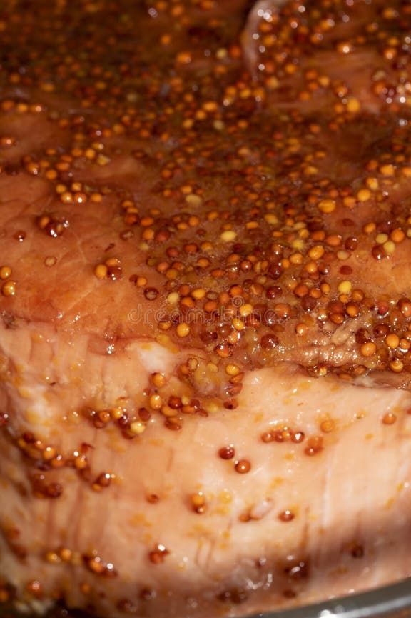 Close Up of Mustard Covered Gammon Ham Roasted Stock Photo - Image of ...