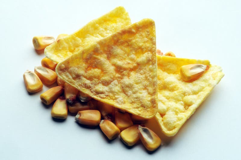 Close Up on Nachos with Corn Kernels. Stock Image - Image of popcorn ...