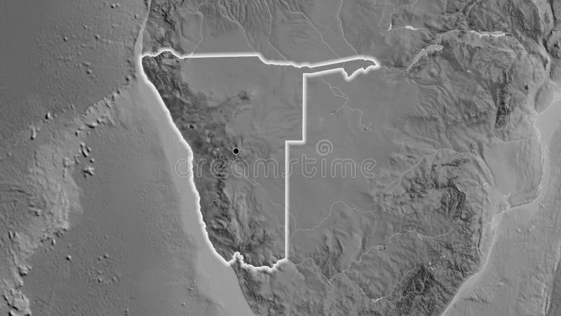 Shape of Namibia. Glowed. Grayscale. Stock Illustration - Illustration ...