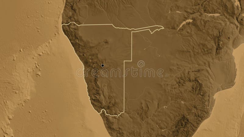 Shape of Namibia. Outlined. Sepia Elevation. Stock Illustration ...