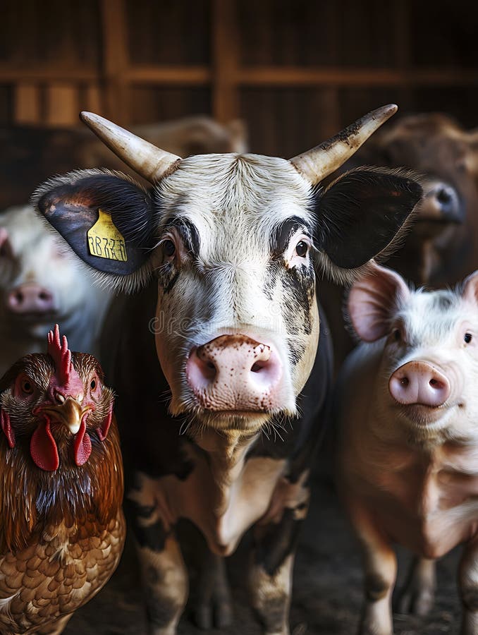 Close-Up of National Farm Animals in Barn Setting with Realistic ...