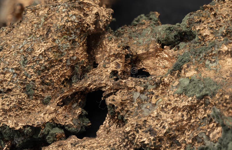 Close-up of a Native Copper Mineral Sample Stock Photo - Image of ...