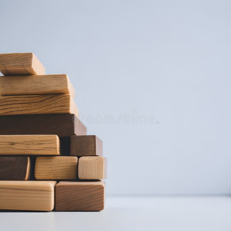 Close-up of Natural Wood Blocks with Empty Text Space Stock ...