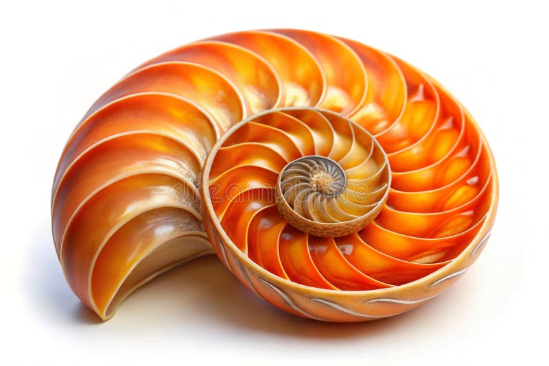 Close-up of Nautilus Orange Shell Stock Illustration - Illustration of ...