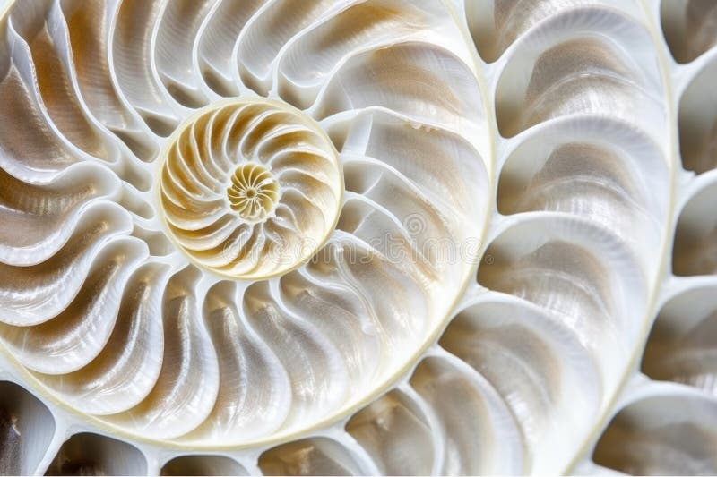 Close-up of a Nautilus Shell Showing Spiral Formation Stock Image ...