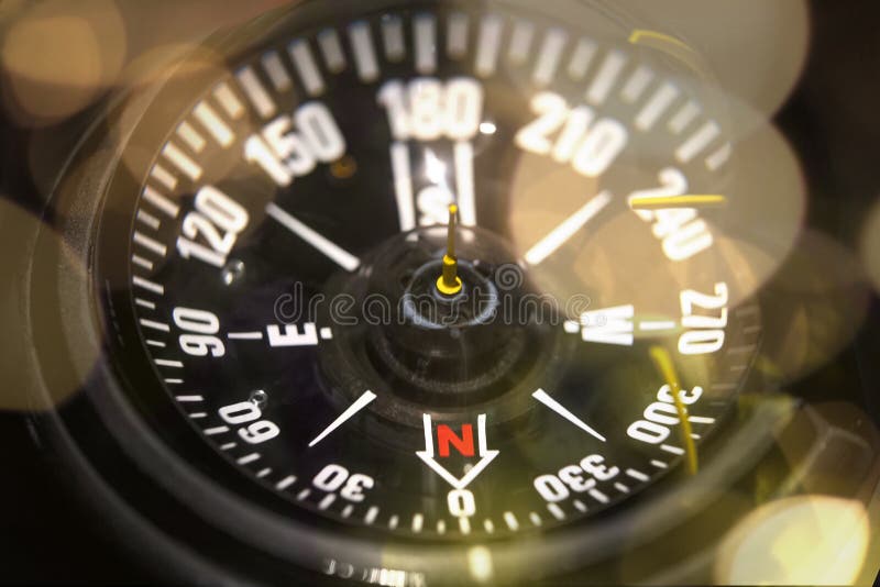 Close Up of a Naval Compass Stock Image - Image of journey, arrow ...