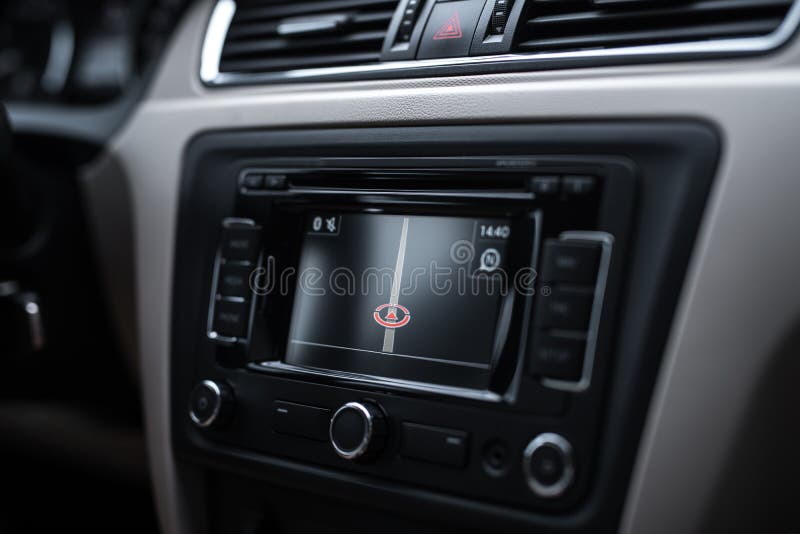 Close-up of Navigation System in Modern Car Stock Image - Image of ...