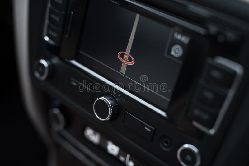 Close-up of Navigation System in Modern Car Stock Image - Image of hand ...