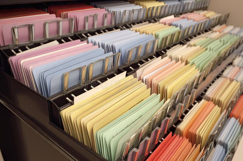 Close-up of a Neat and Orderly Documentation Filing System Stock Illustration - Illustration of ...