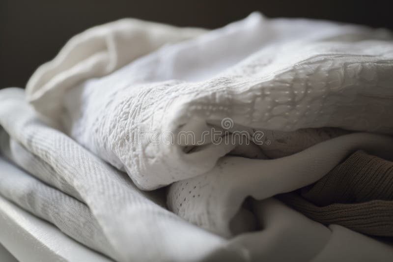 Close-up of Neatly Folded Laundry, with Delicate Fabric and Fine ...