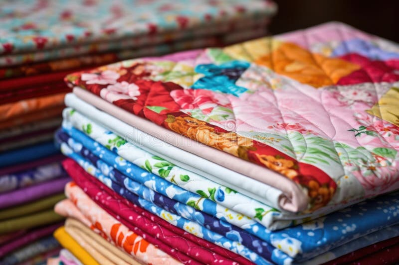 Close-up of Neatly Stacked Quilting Squares Stock Image - Image of ...