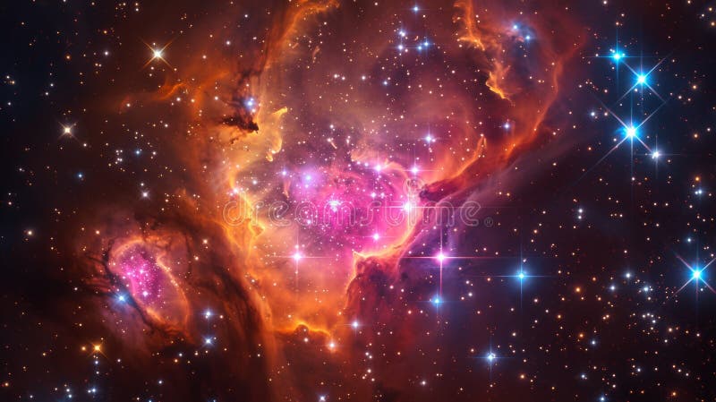 A Close Up of a Nebula with Bright Stars and Planets, AI Stock ...
