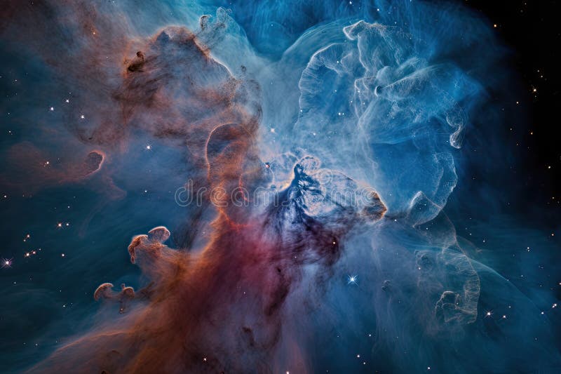 Close-up of Nebula, with Swirls and Knots of Star Formation Visible ...