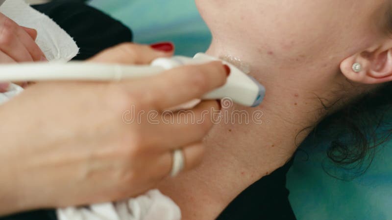 A Close-up of the Neck Along Which the Sensor of the Ultrasound Device ...