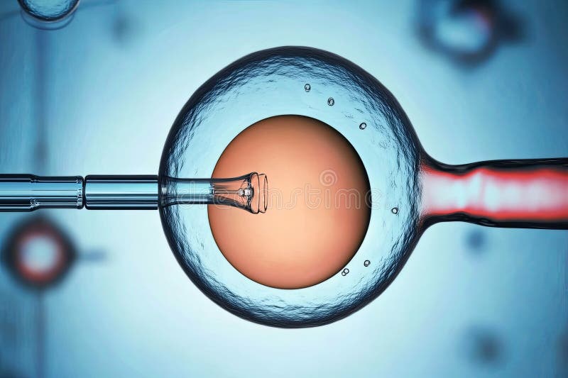 Close-up of a Needle Injecting a Sperm into an Egg Cell during in Vitro ...