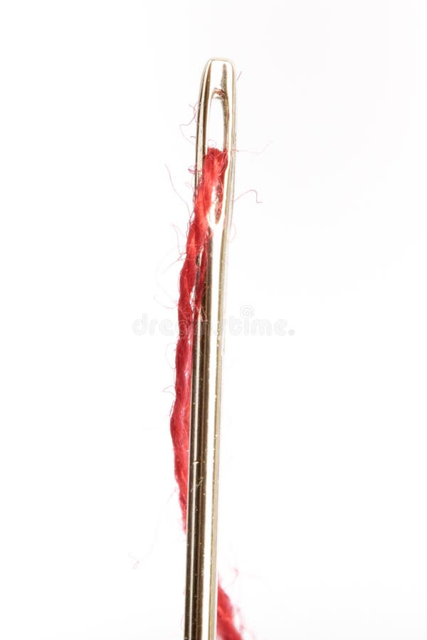 Close Up of Needle and Red Thread Stock Photo - Image of difficult ...