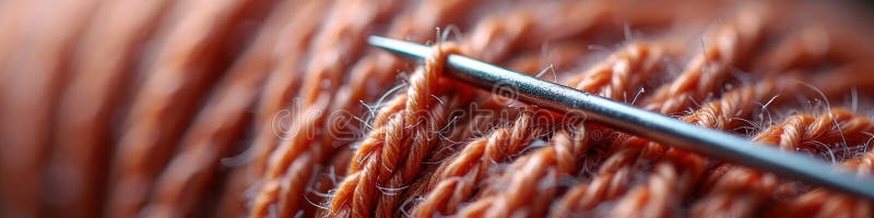 Close-up of Needle and Yarn Weaving through Intricate Threads for ...