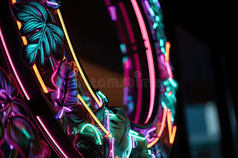 Close-up of Neon Frame with Unique Design and Details Visible Stock ...