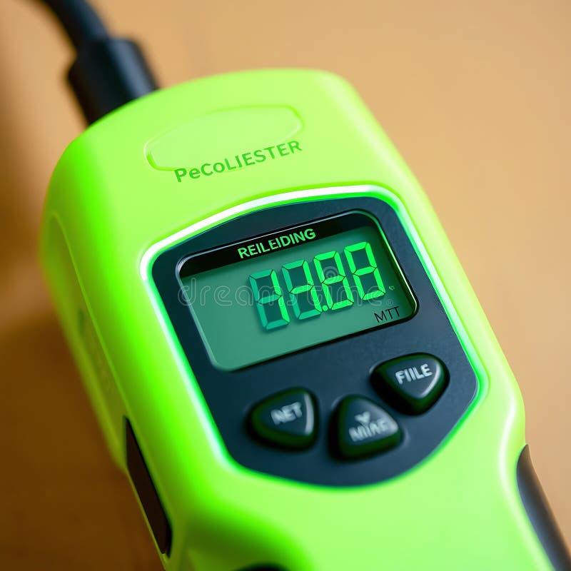 Close Up of a Neon Green Cable Tester with a Focus on the Digital ...