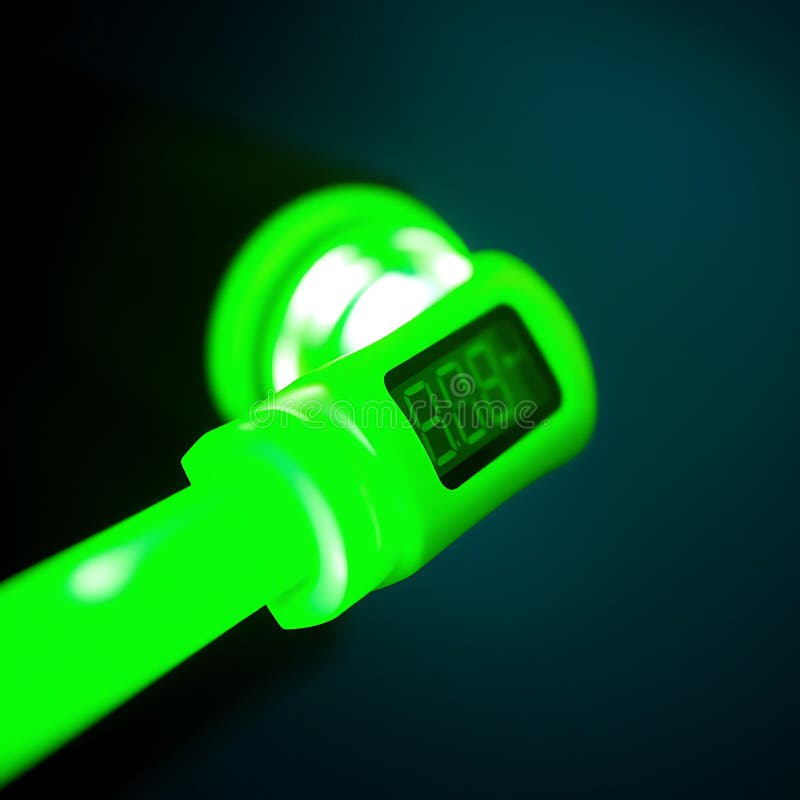 Close Up of a Neon Green Cable Tester with a Focus on the Digital ...