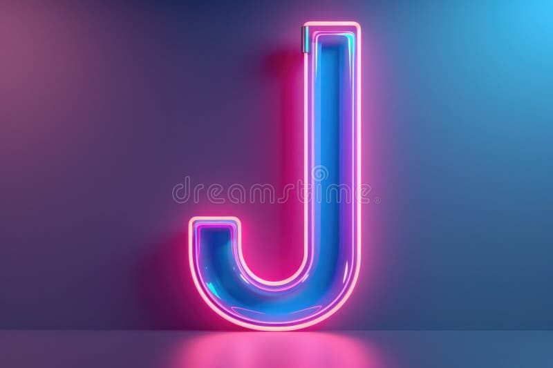 A Close-up of a Neon Letter J on a Dark Background, Perfect for Use in ...