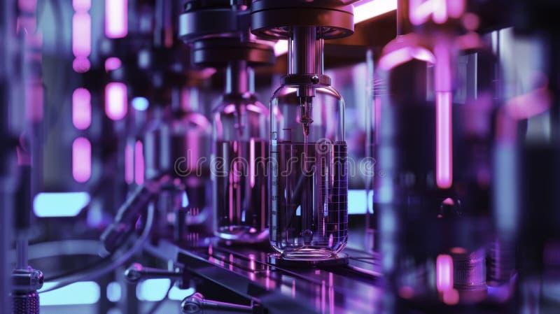 Close Up of Neon Lit Medical Instruments in a High Tech Lab Where ...