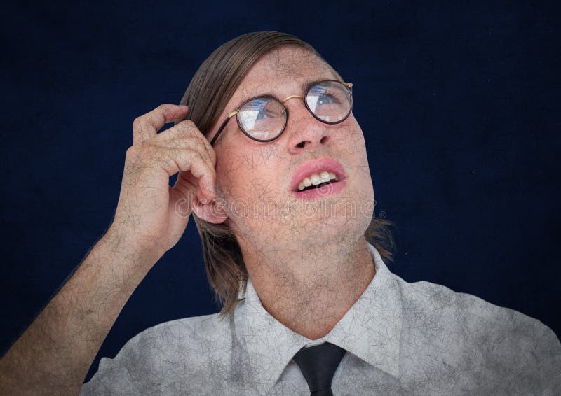 Nerd Scratching Head stock image. Image of caucasian, male - 9640777