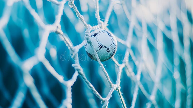 Close-up Net Knots and Ball Flying Past. Stock Illustration ...