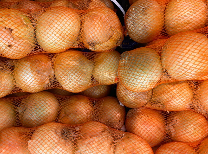 Close Up of Nets with Mild Big Spanish Vegetable Onions on German ...