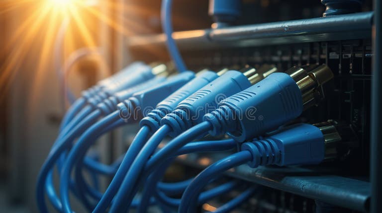 Close-Up of Network Cables Connected To a Server in Data Center Stock ...