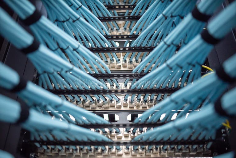 Close Up of Network Cables Connected To Server Racks in Data Center ...