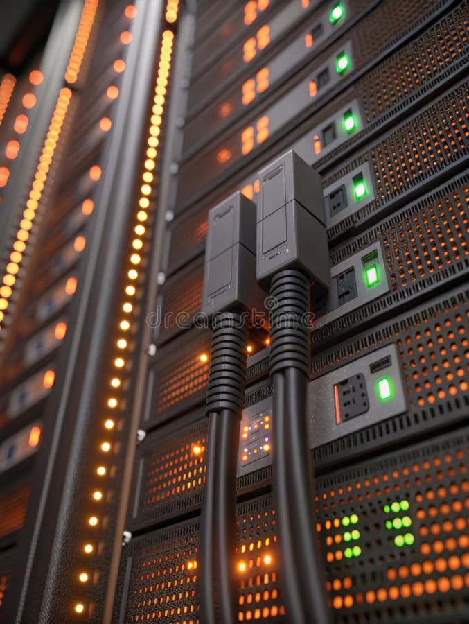 Detailed View Network Cables Connected Server Equipment Stock Photos ...