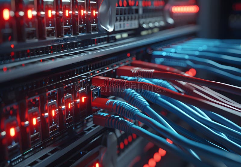 Server Rack Network Cables Close Up Stock Illustration - Illustration ...