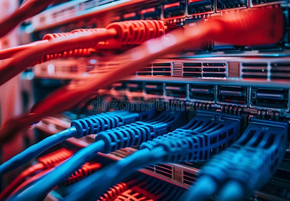 Network Cables Connected To Server Rack Patch Panel Stock Illustration ...