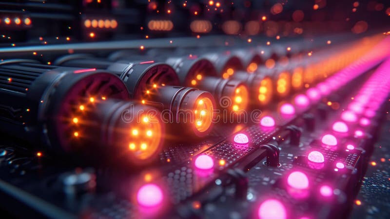 Close Up of Network Cables in Data Center with Colorful Lights Stock ...