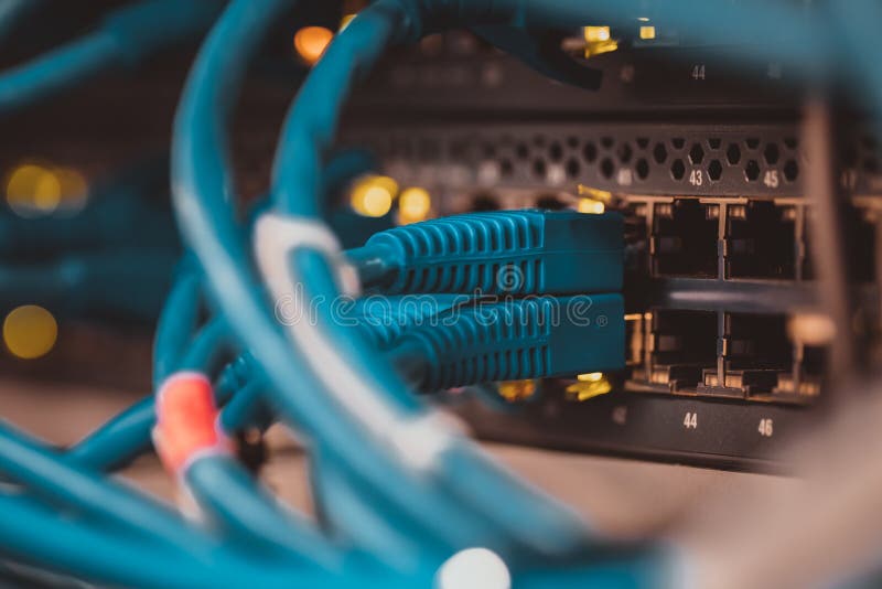 Close Up of Network Cables on Panels in Server Room Stock Image - Image ...